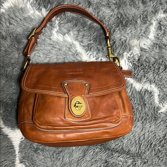 Coach | Bags | Coach Tan Leather Shoulder Bag | Poshmark